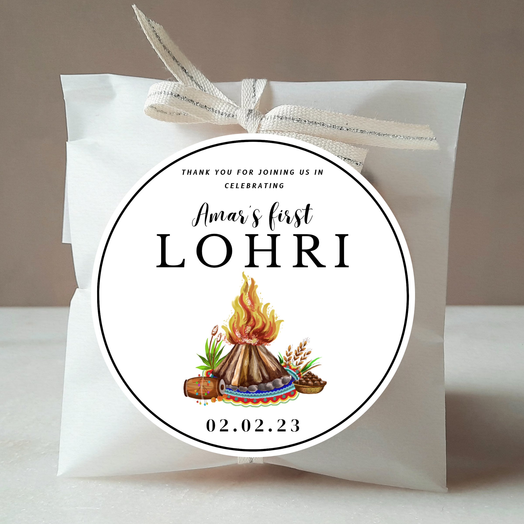 Lohri Printable Stickers / Tags | Round and Square Stickers OR Tags ...