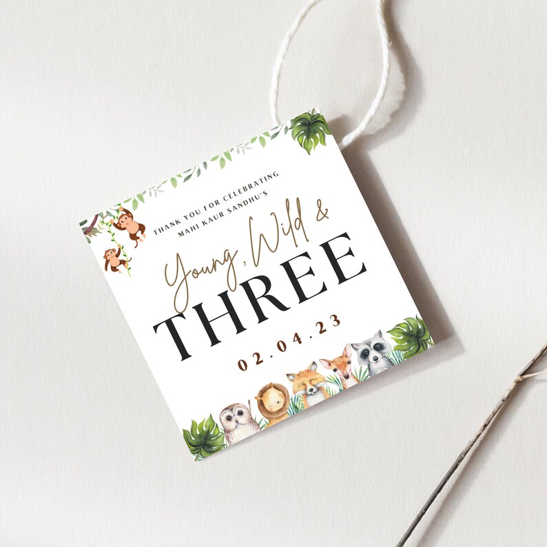 Printable Gift Sticker / Tag | Jungle Theme | Editable DIY | Digital ...