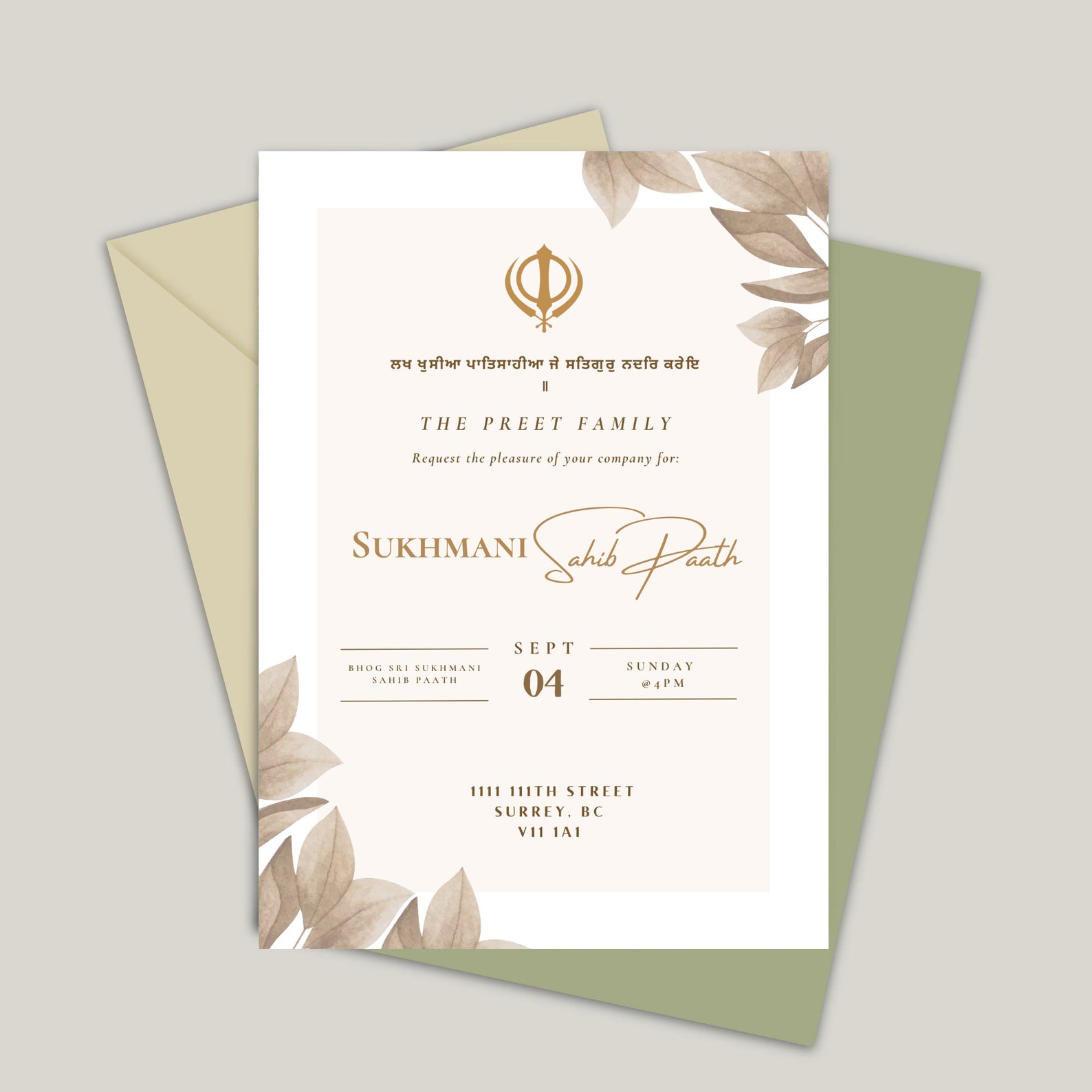 Sukhmani Sahib Paath Invitation Sikh Invitations Digital, Editable, DIY ...