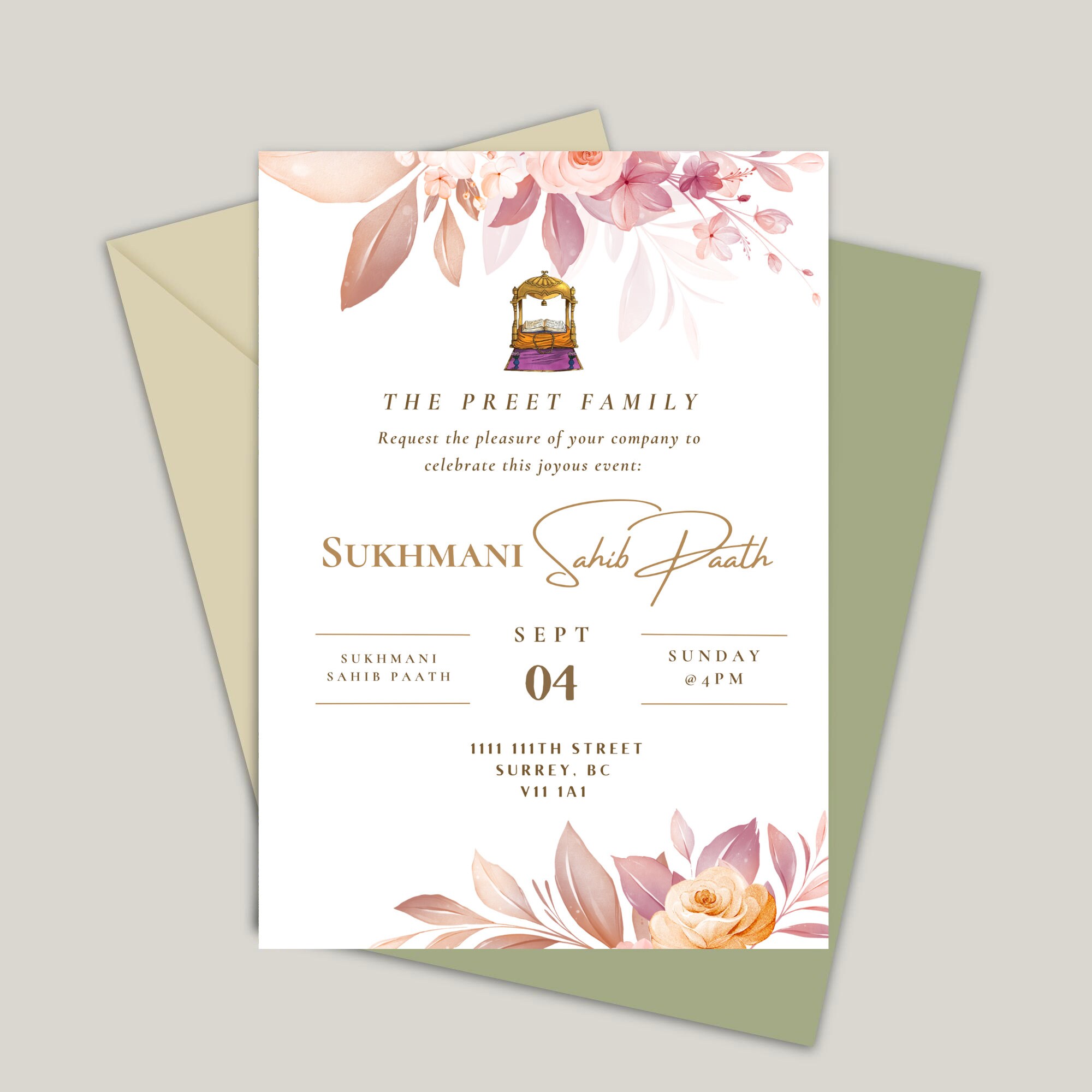 Sukhmani Sahib Paath Invitation | Sikh Invitations | Digital, Editable ...
