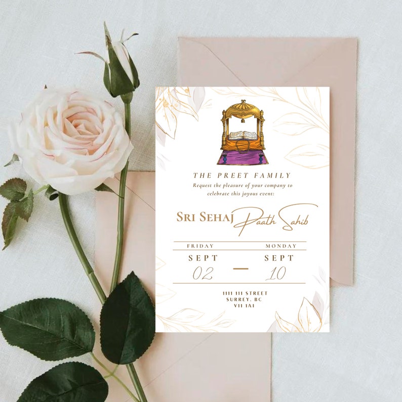 Sri Sehaj Paath Invitation | Sikh Invitations| Digital, Editable, DIY ...