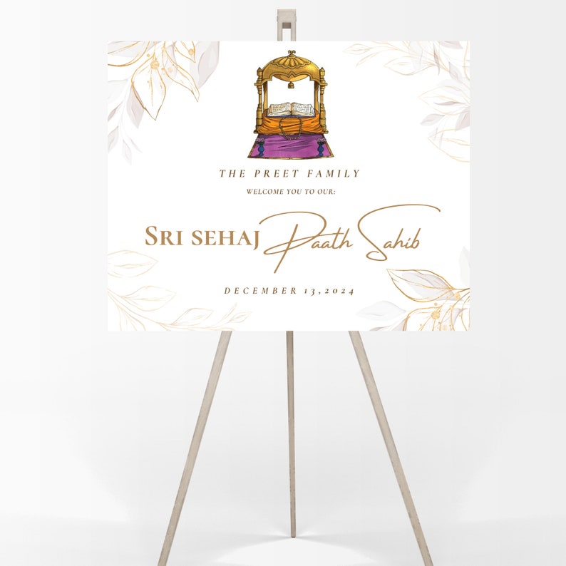 Sri Sehaj Paath Sahib Welcome Sign | Sikh Welcome Sign | Digital ...