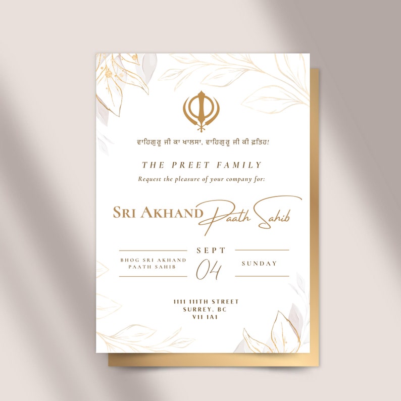 Sri Akhand Paath Invitation | Sikh Invitations| Digital, Editable, DIY ...