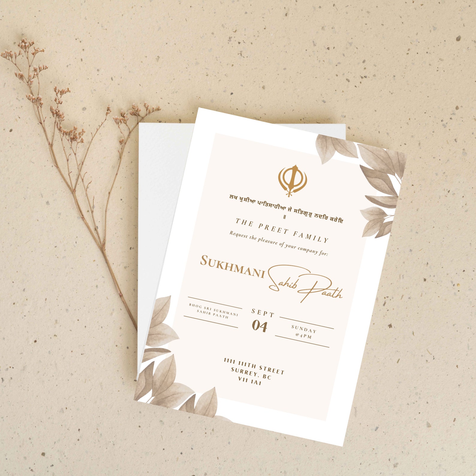 Sukhmani Sahib Paath Invitation Sikh Invitations Digital, Editable, DIY ...
