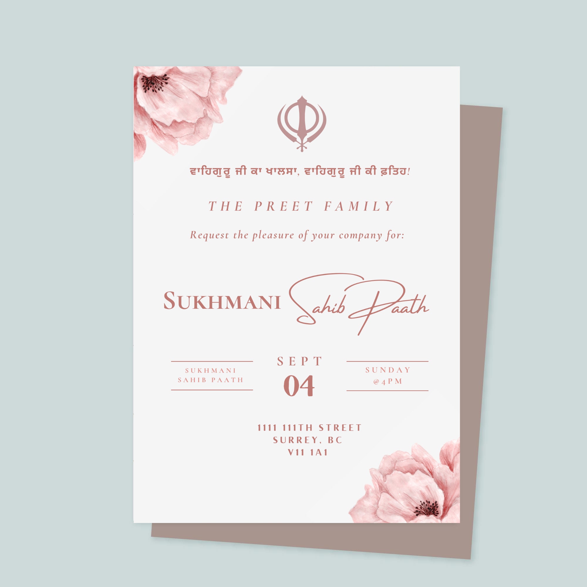 Sukhmani Sahib Paath Invitation | Sikh Invitations | Digital, Editable ...