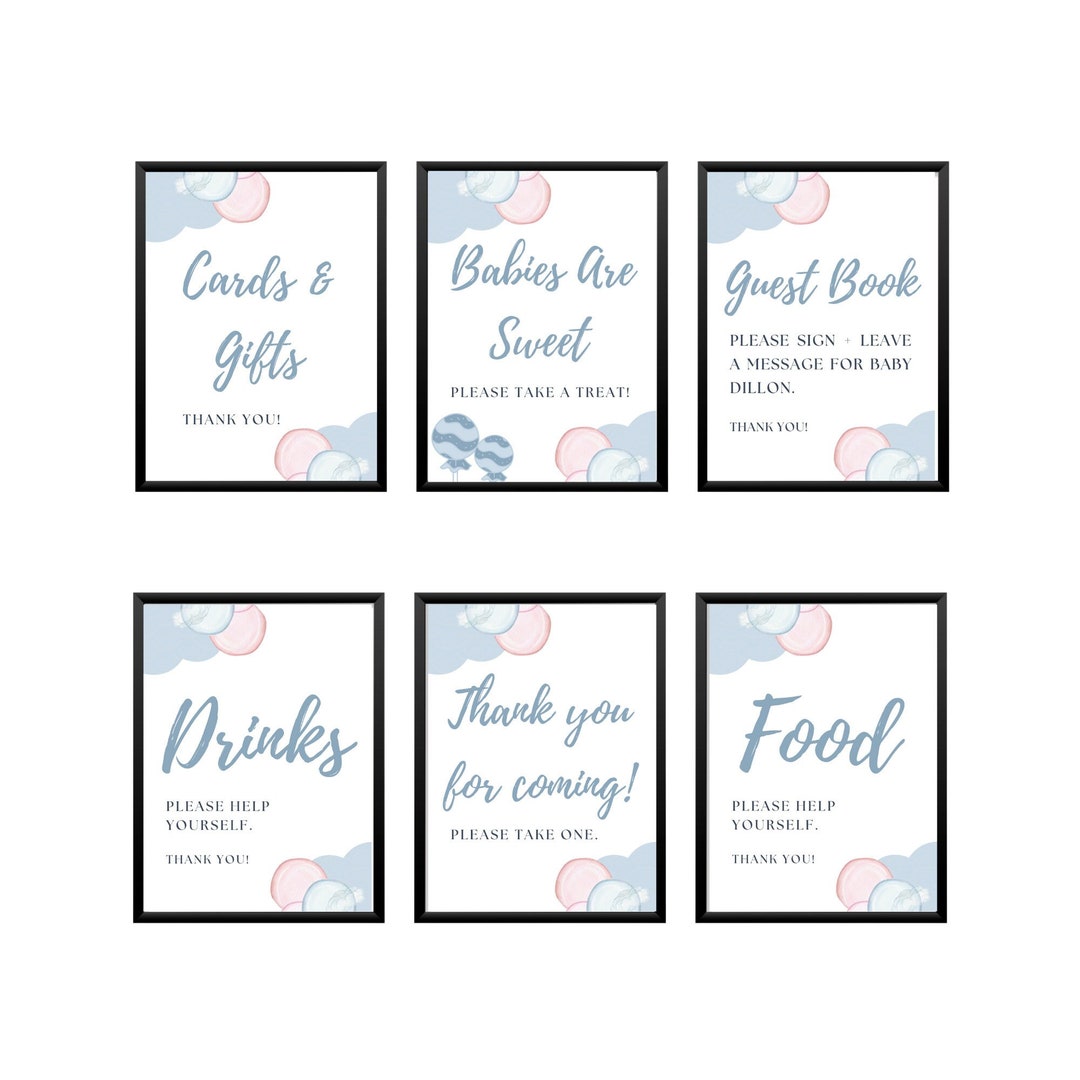 Baby Shower Signs | Baby Boy | Blue Themed | Editable | Instant ...