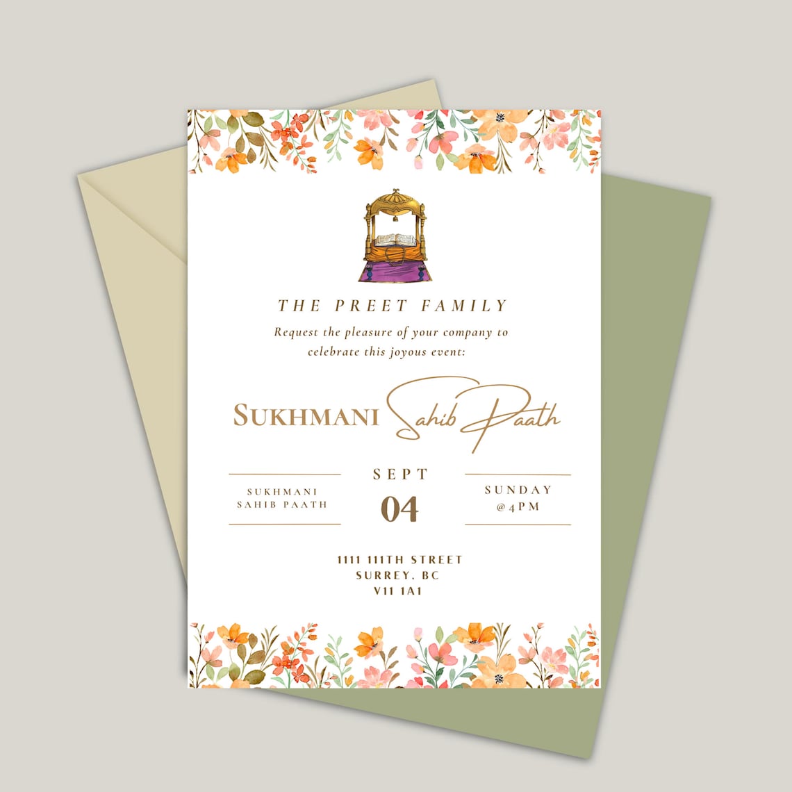 Sukhmani Sahib Paath Invitation Sikh Invitations Digital, Editable, DIY ...