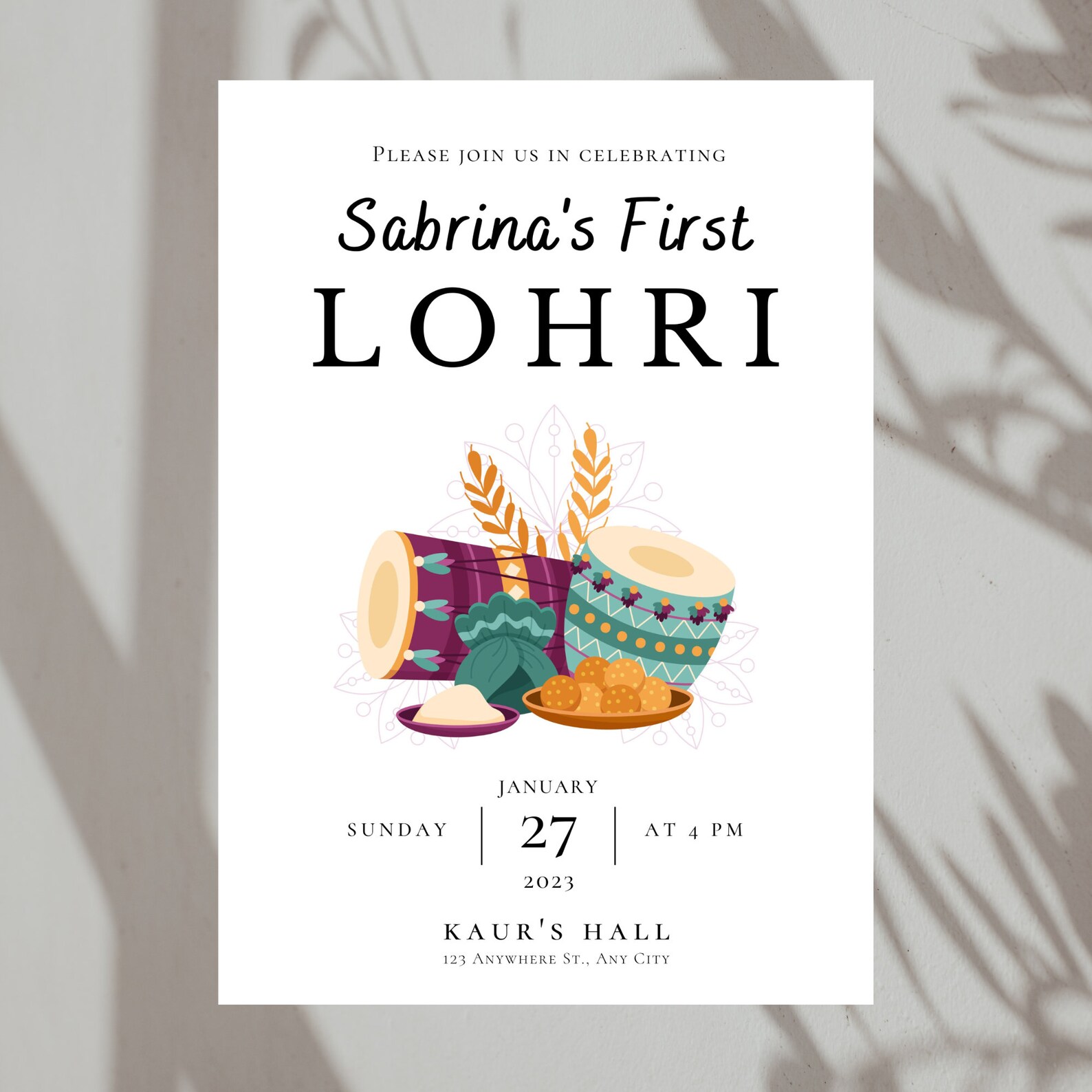 Lohri Invitation Lohri Celebration Editable DIY Digital Download ...