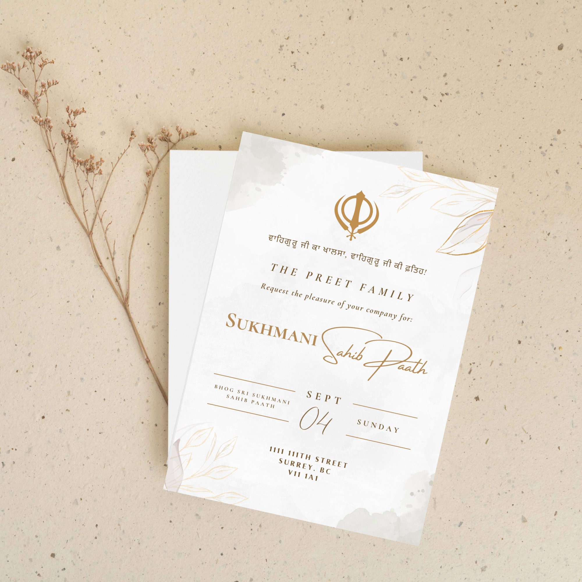Sukhmani Sahib Paath Invitation | Sikh Invitations | Digital, Editable ...