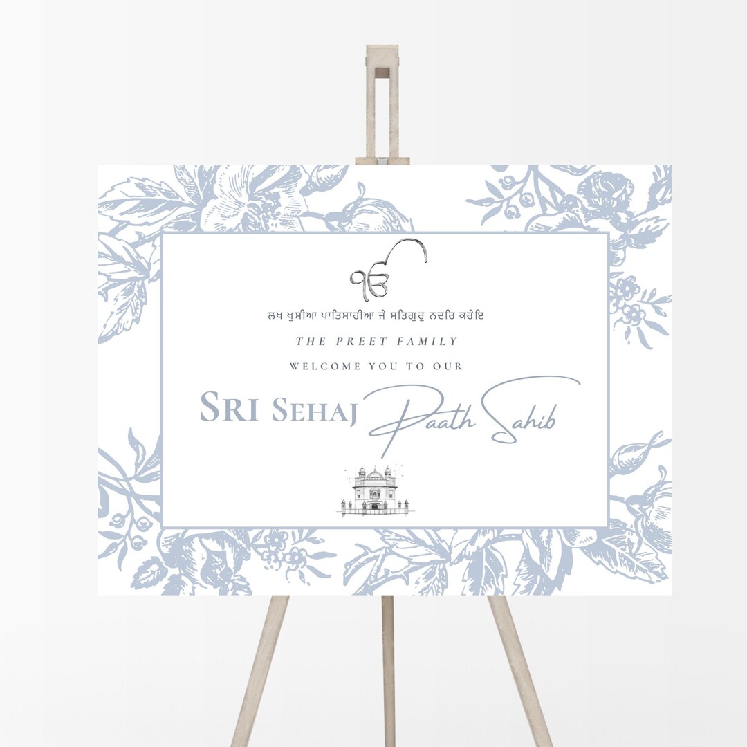 Sri Sehaj Paath Welcome Sign | Sikh Welcome Sign | Digital, Editable ...