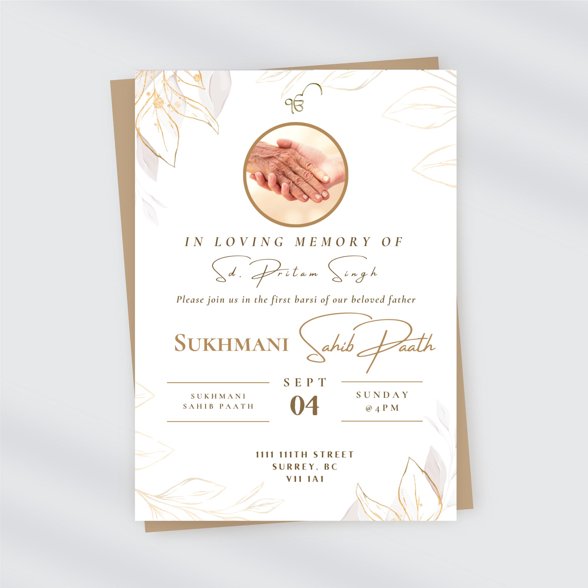 Sikh Funeral/barsi Invitation | Digital Invitation | DIY - Etsy