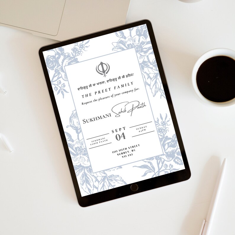 Sukhmani Sahib Paath Invitation | Sikh Invitations | Digital, Editable ...