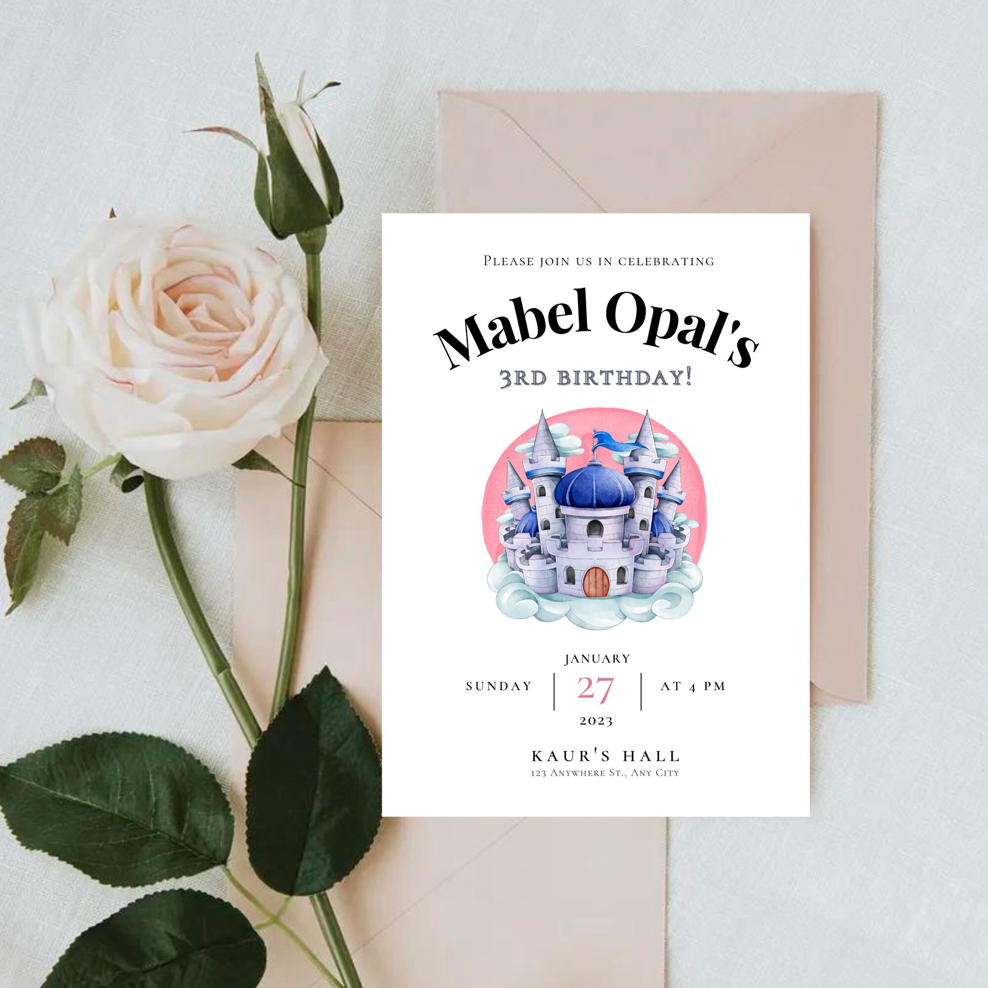 Birthday Castle Party Invitation | Instant Digital Birthday Invite ...