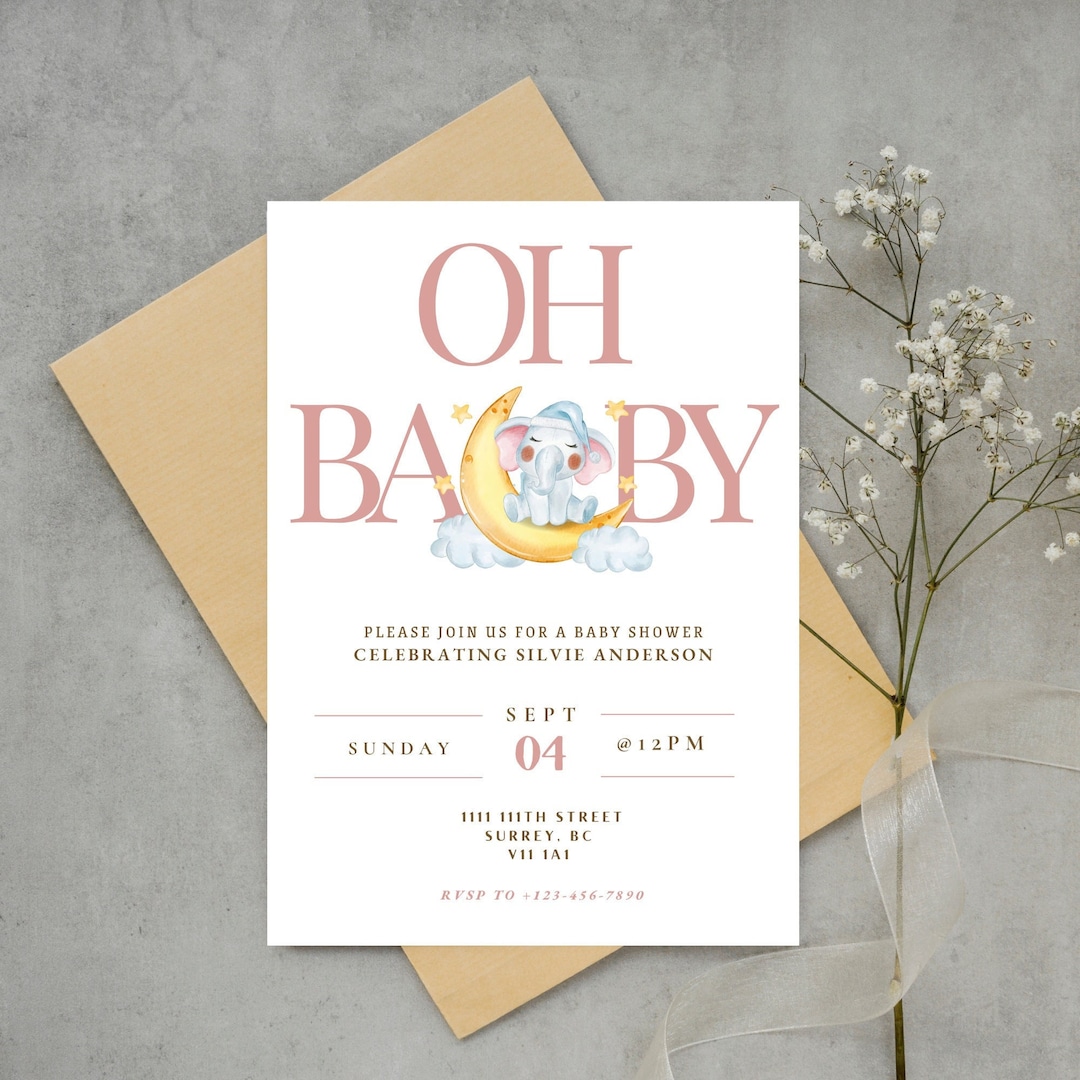Baby Shower Invitation | Baby Pink Invite | Baby | Editable DIY Invite ...
