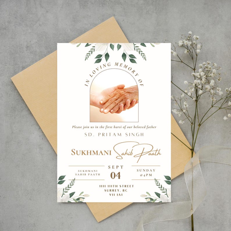Sikh Funeral/barsi Invitation | Digital Invitation | DIY - Etsy
