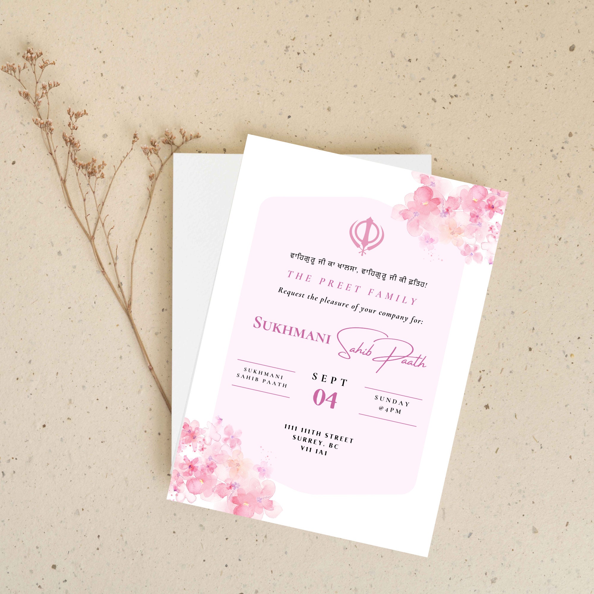 Sukhmani Sahib Paath Invitation | Sikh Invitations | Digital, Editable ...