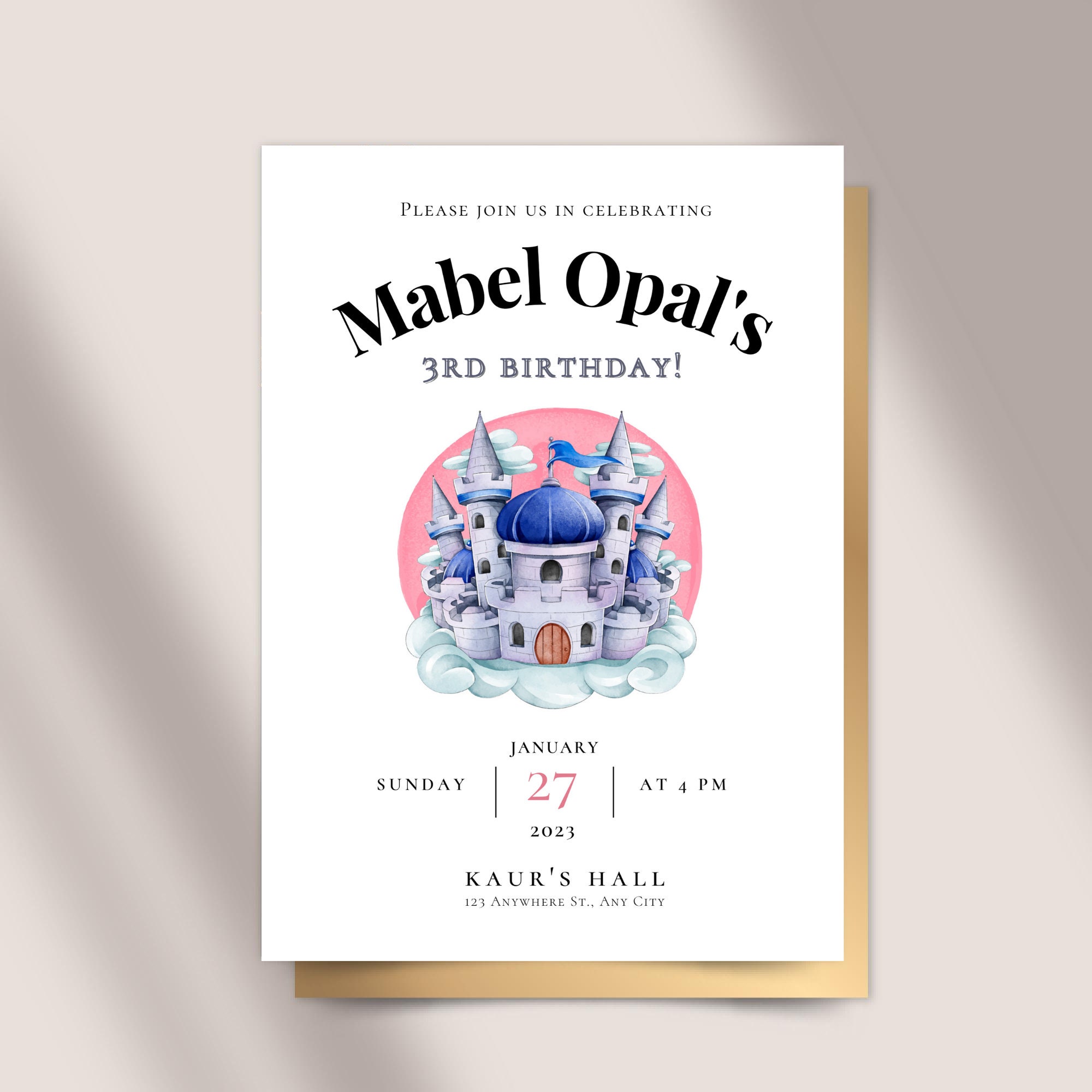 Birthday Castle Party Invitation Instant Digital Birthday Invite ...