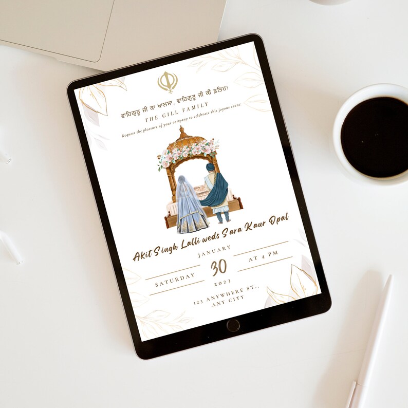 Sikh Wedding Invitation Minimalistic | Indian Wedding | Instant ...