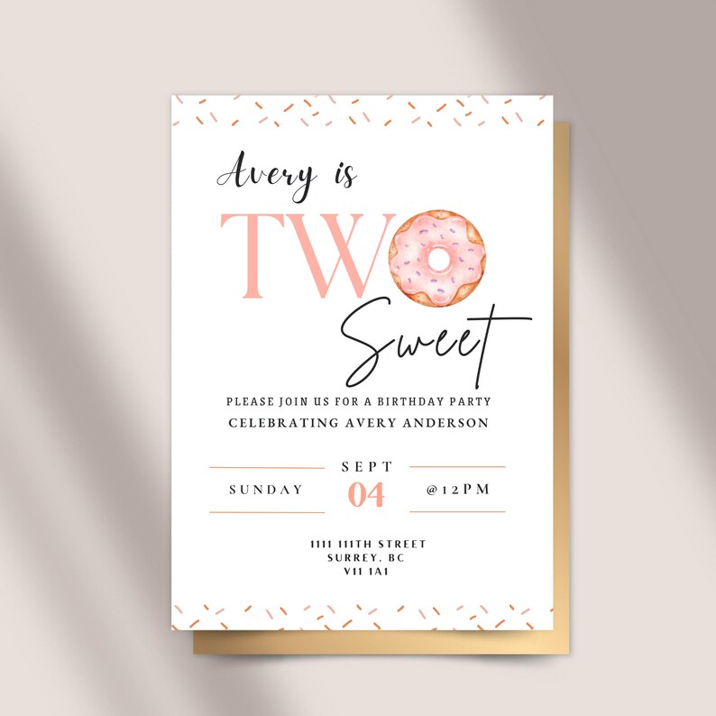 Two Sweet Birthday Party Invitation Instant Digital Invite - Etsy