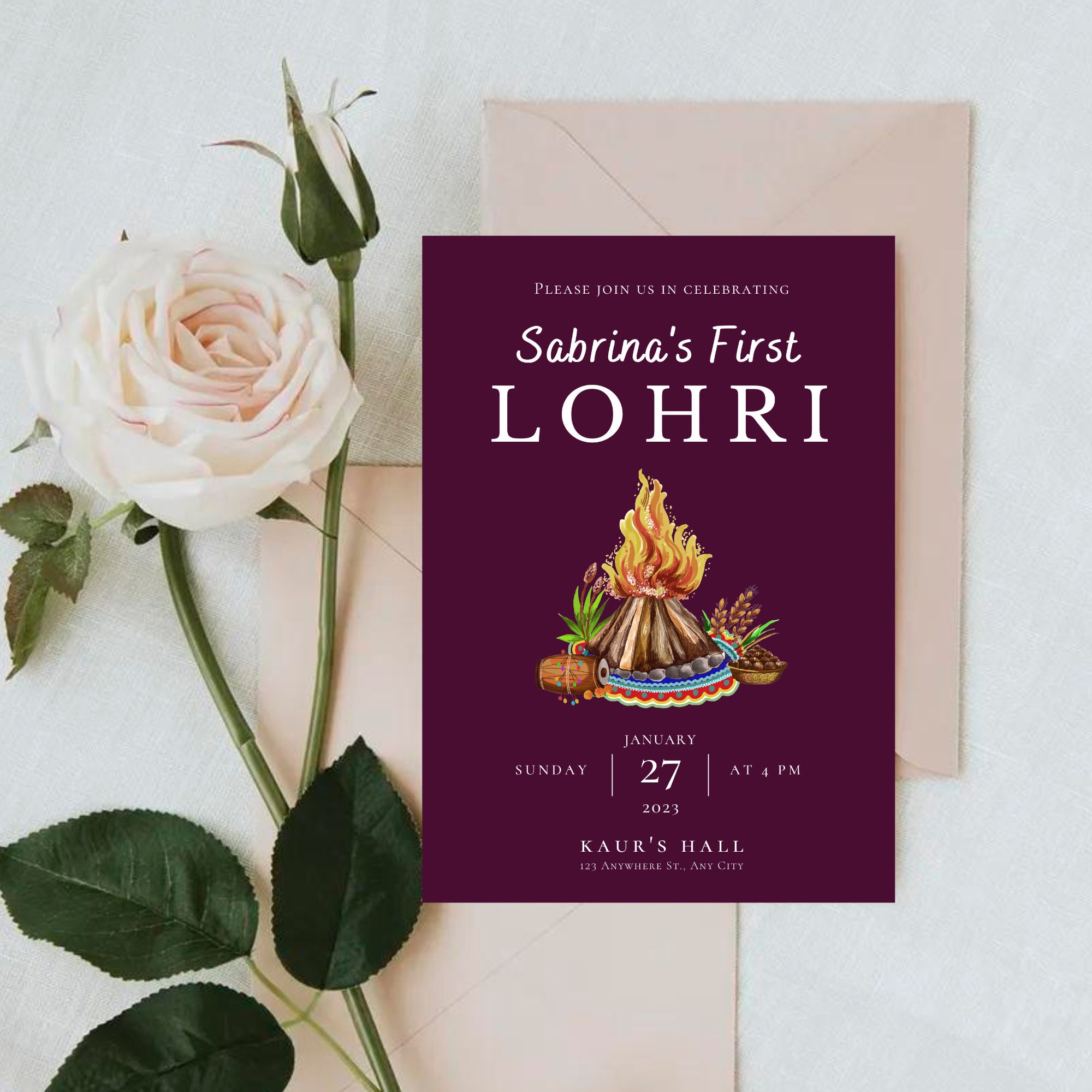Lohri Invitation | Lohri Celebration | Editable DIY | Digital Download ...