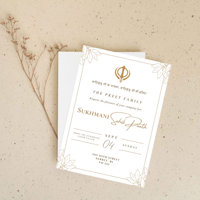 Sukhmani Sahib Paath Invitation | Sikh Invitations | Digital, Editable ...