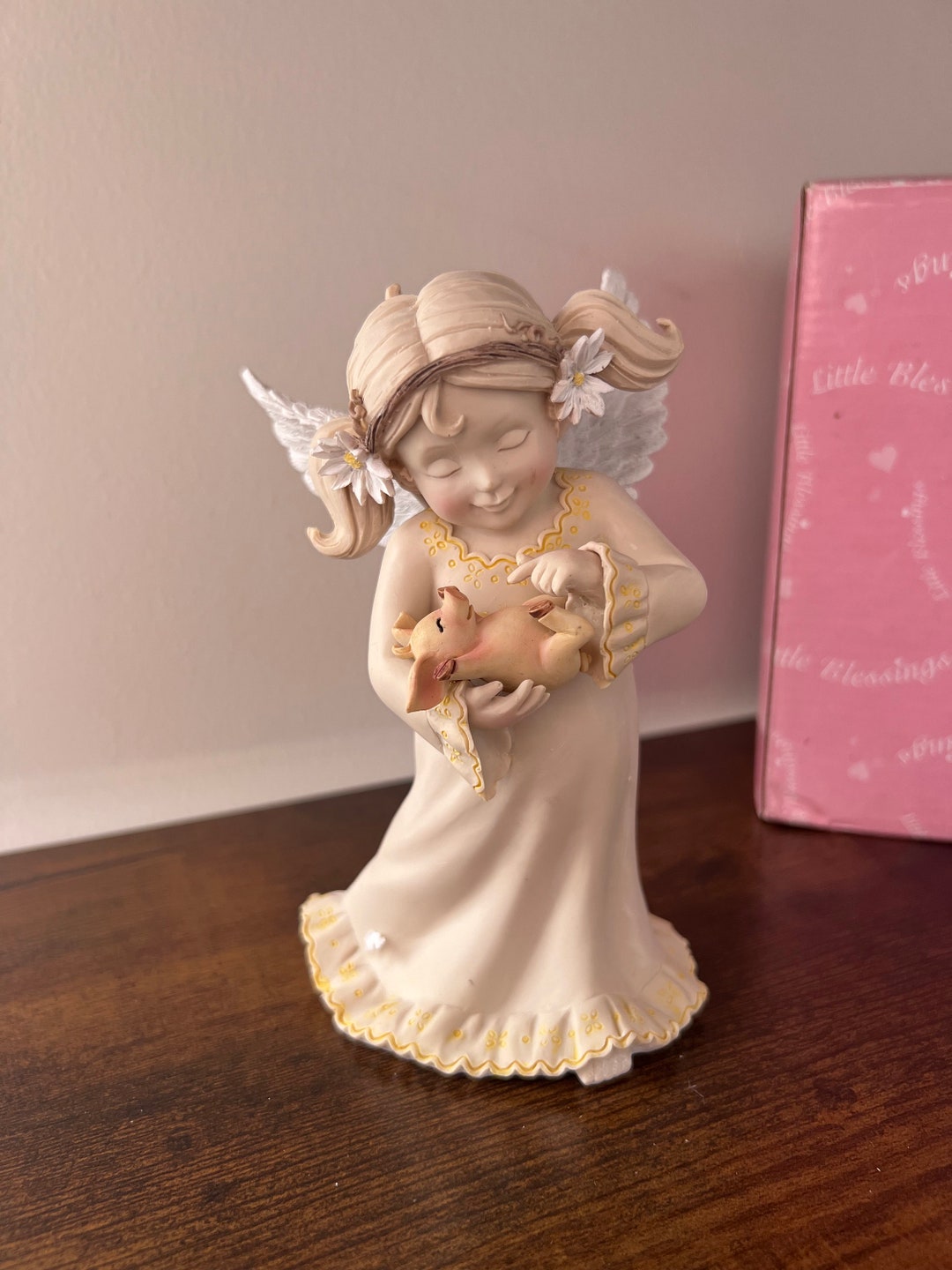 Little Blessings Angel With Piglet Figurine - Etsy