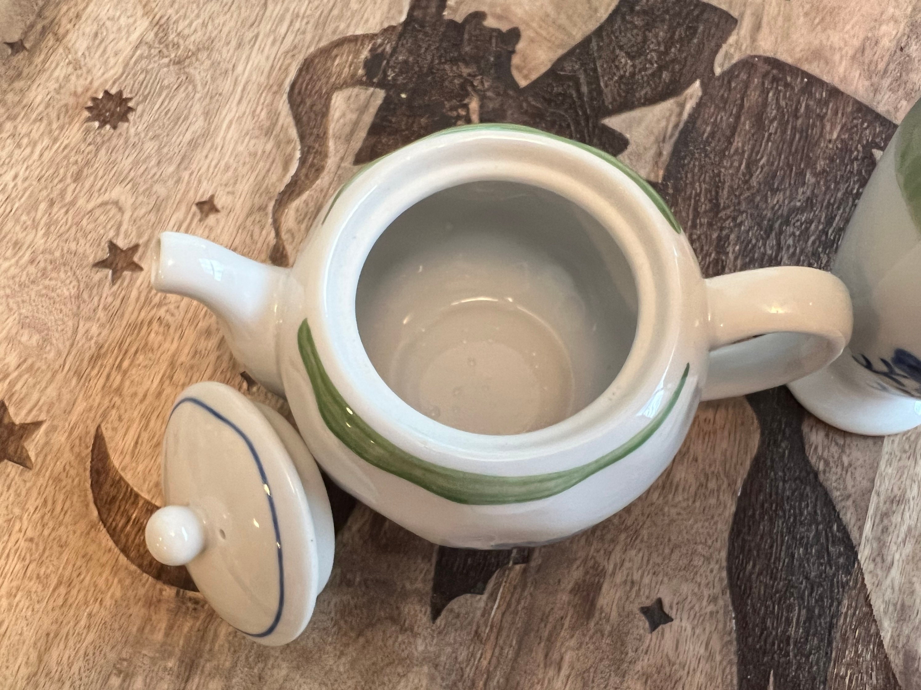 Vintage Porcelain Blue Flowers Tea Set - Etsy