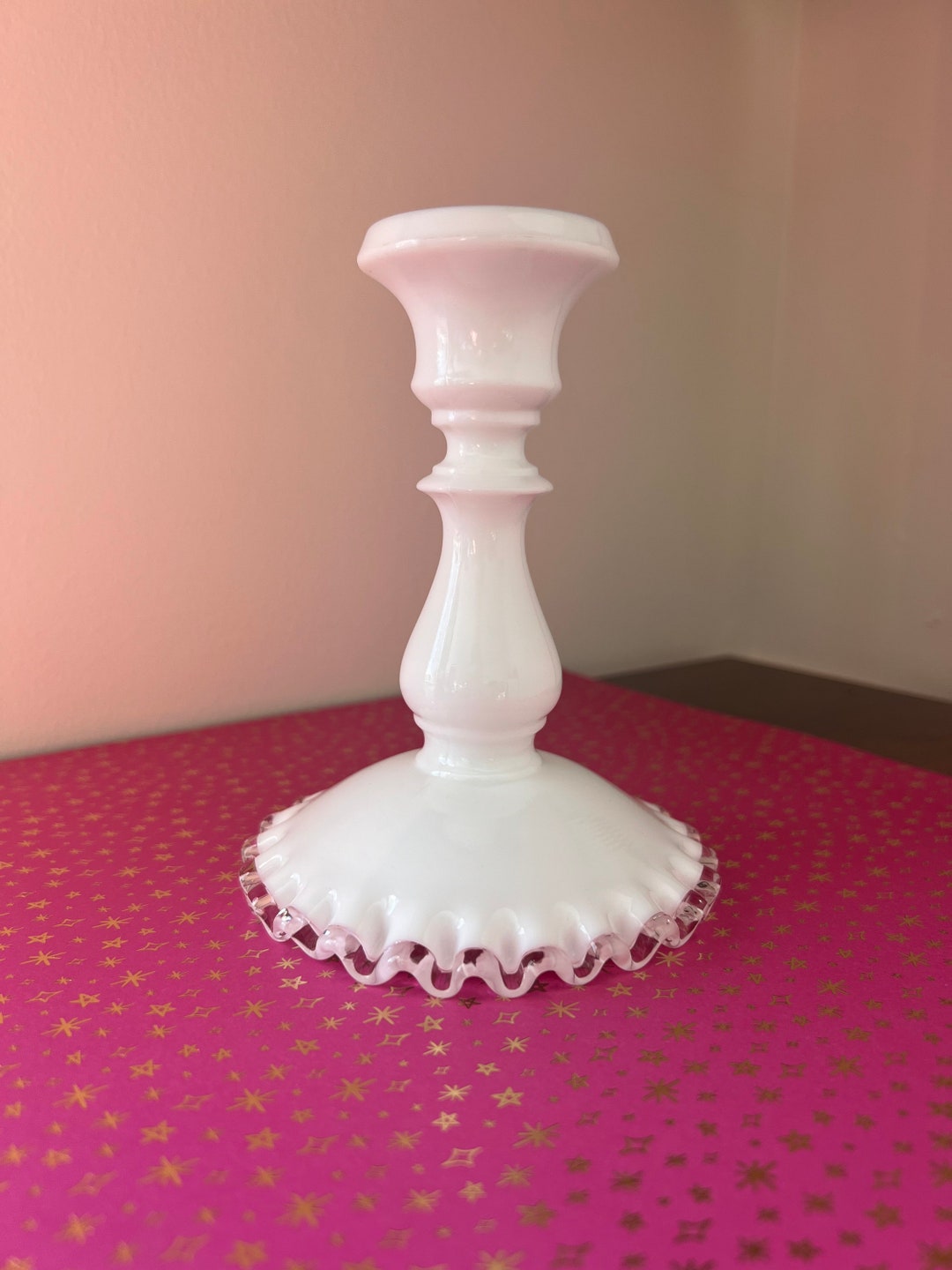 Fenton Milk Glass Candle Stick Holder - Etsy