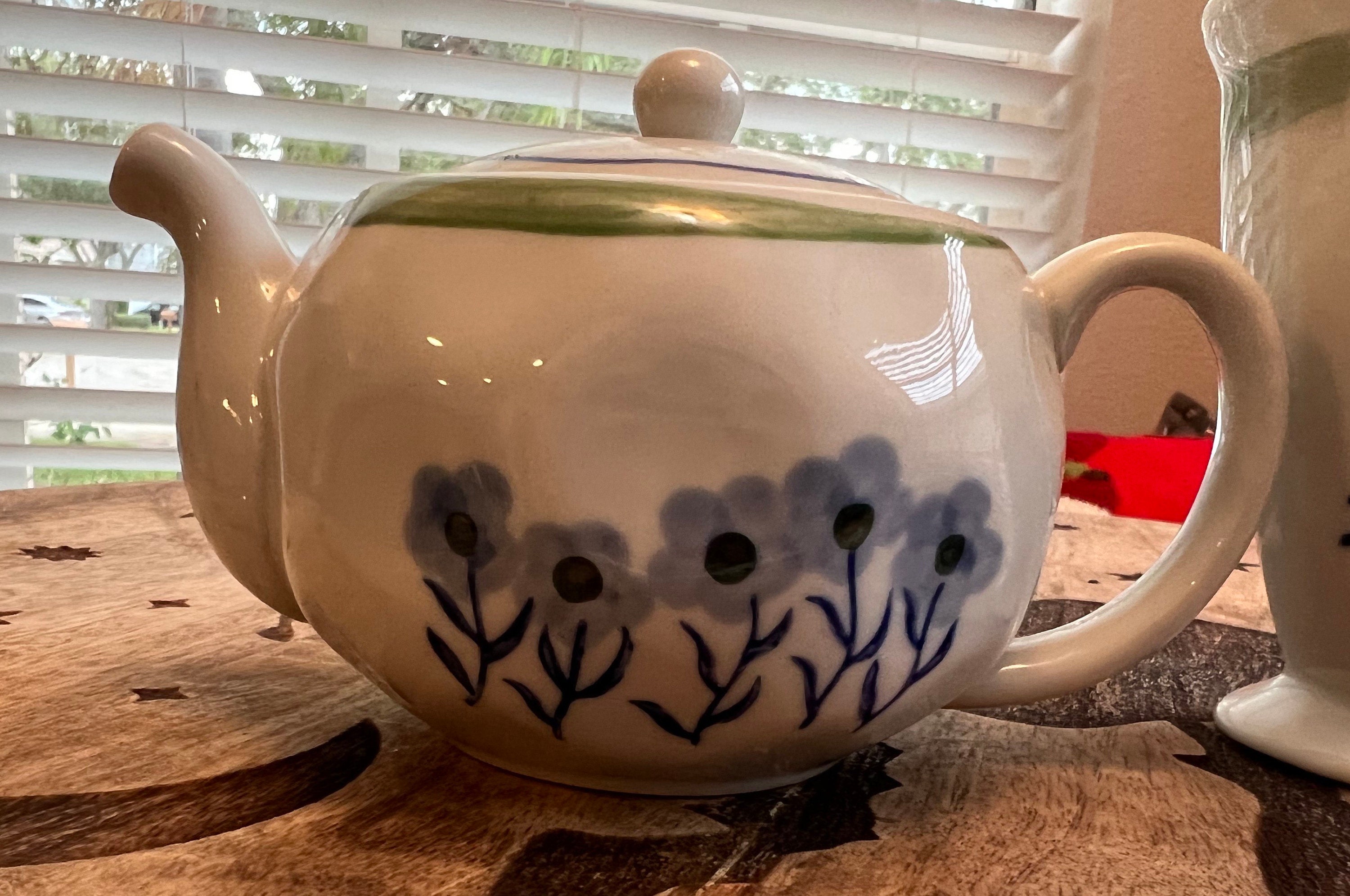 Vintage Porcelain Blue Flowers Tea Set - Etsy