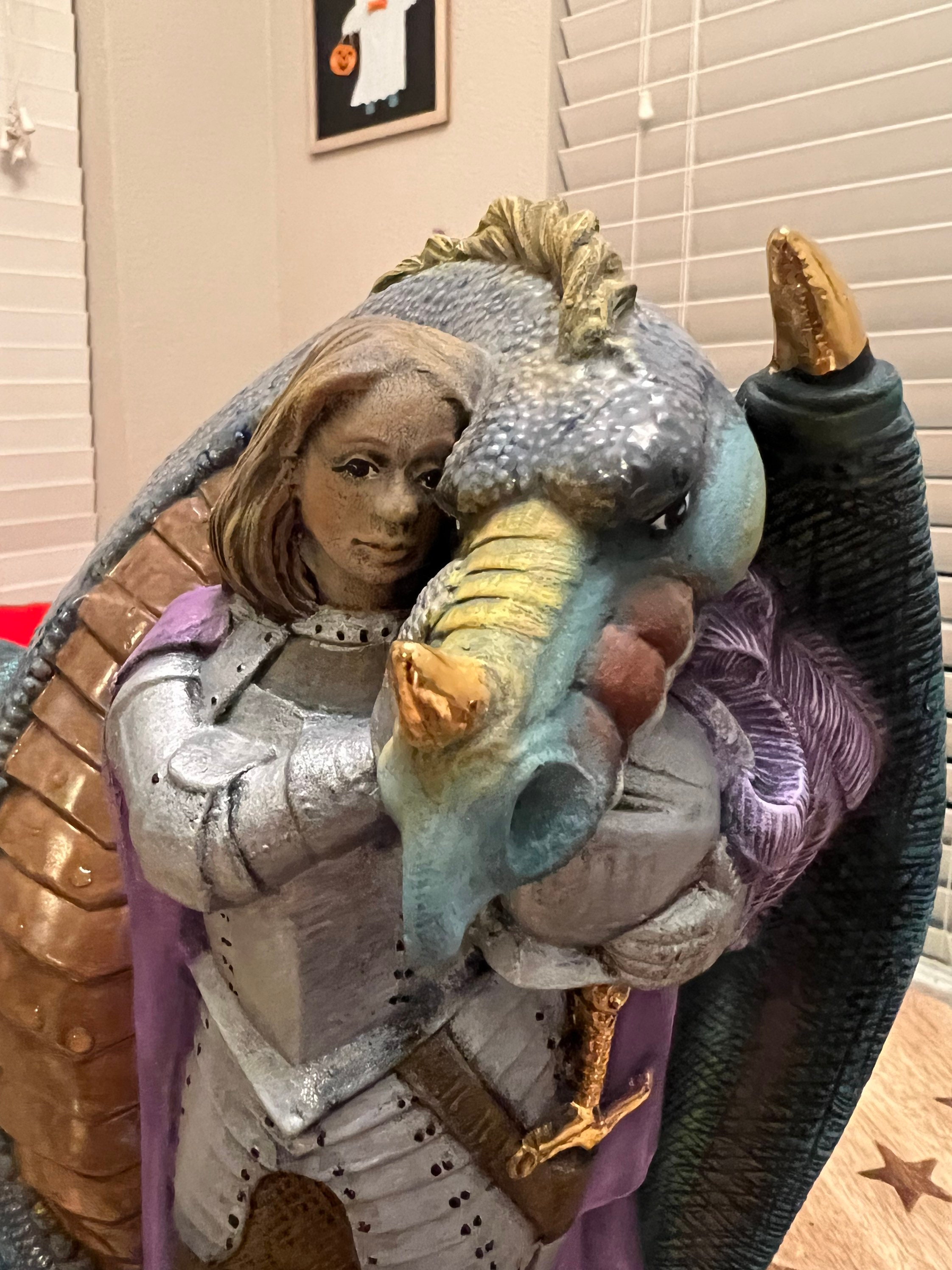 Dragon and Female Knight Ceramic Statue - Etsy