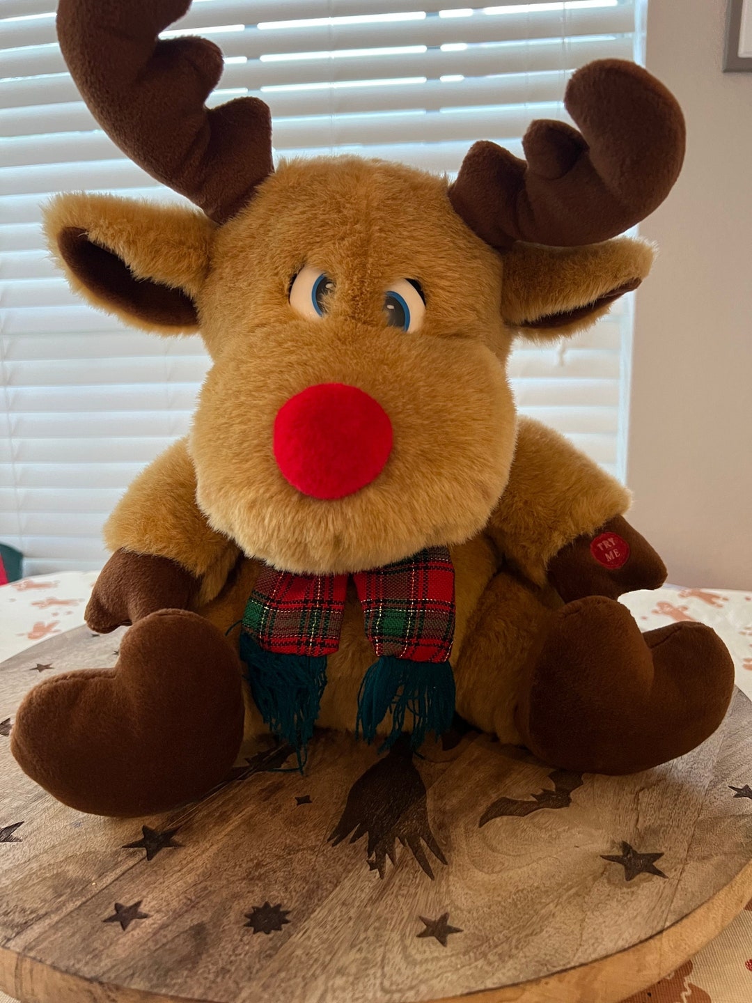 RARE Vintage Glowing Cheeks and Singing Rudolph Stuffed Animal - Etsy