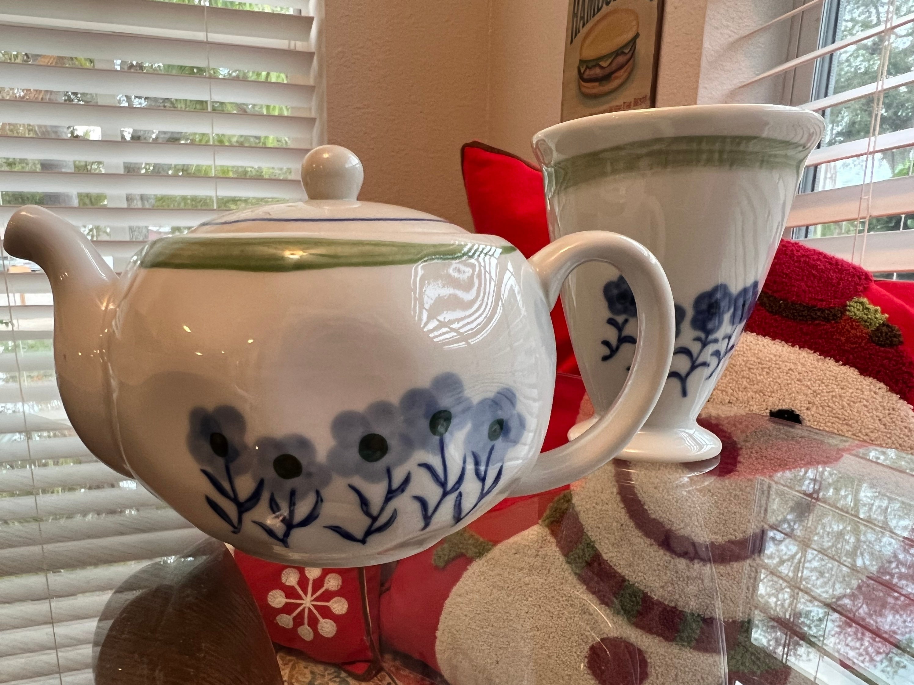 Vintage Porcelain Blue Flowers Tea Set - Etsy