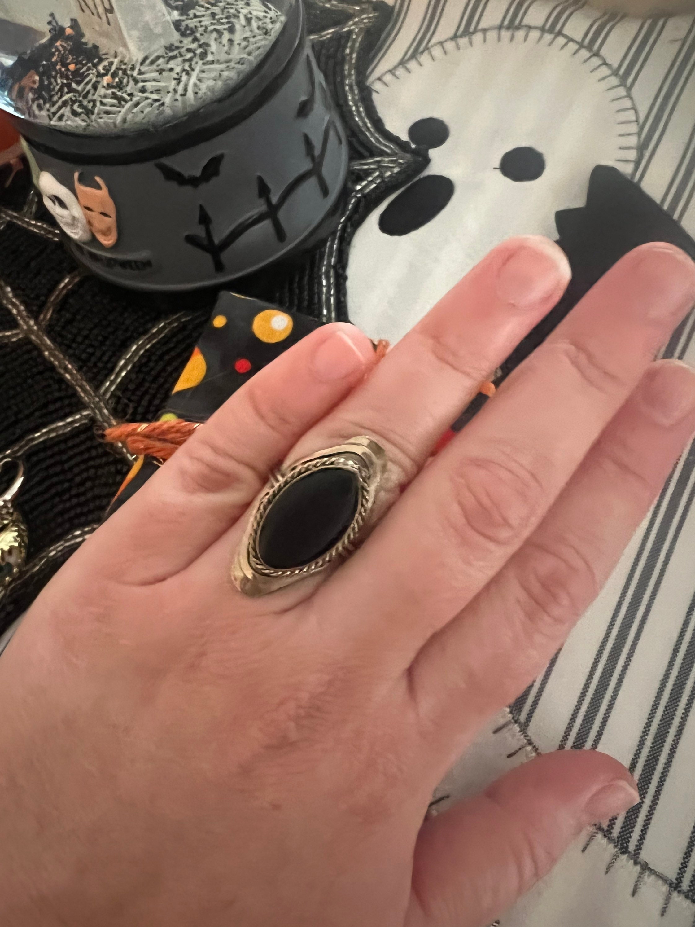 Gold Metal Ring With Black Oval Stone - Etsy