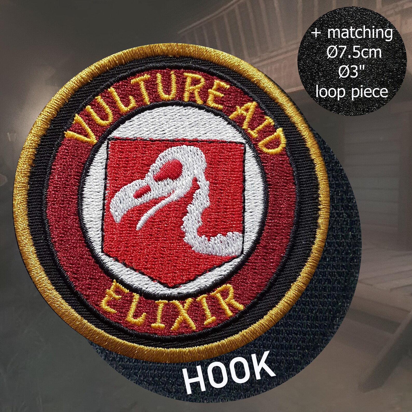 Custom Embroidered Ø3 Ø7.6cm Patch BLACK OPS ZOMBIES 'vulture Elixir' Hook and Loop Velcro Video ...