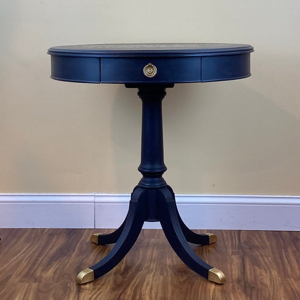 Round Solid Wood Side Table - Etsy