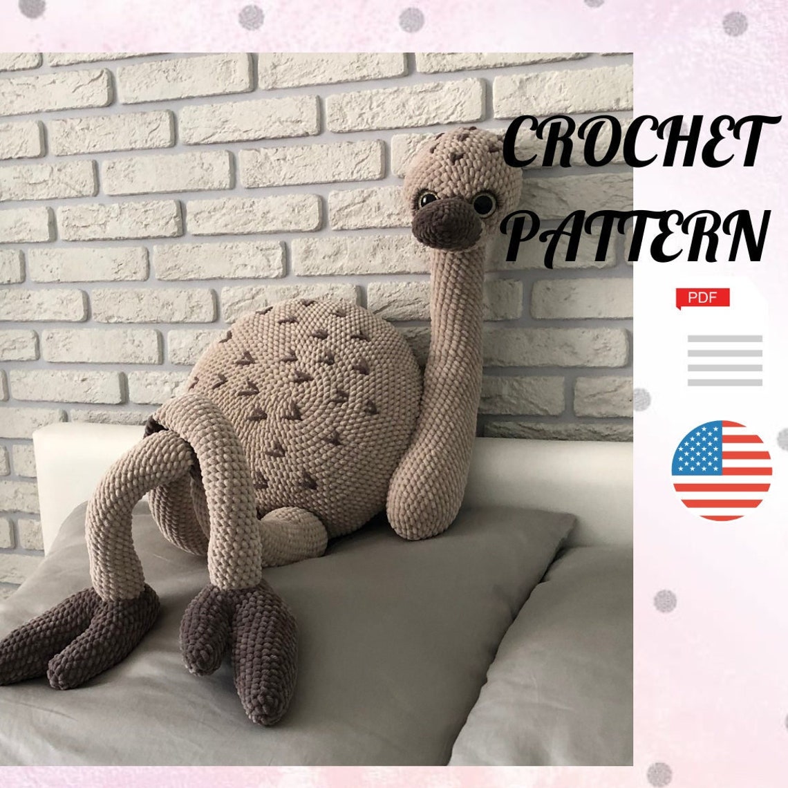 Crochet Pattern PILLOW Ostrich PDF Tutorial Amigurumi Pillow - Etsy