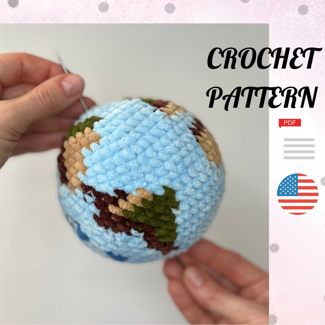 Crochet Pattern Globe, World, Planet Earth PDF Tutorial Amigurumi Globe Amigurumi World ...