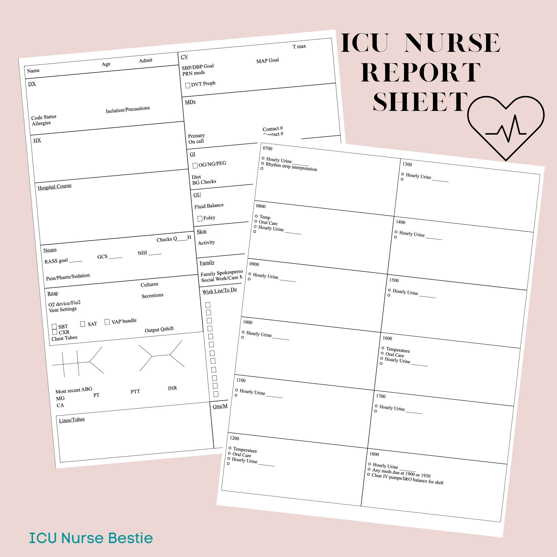 ICU Nurse Report Sheet - Etsy