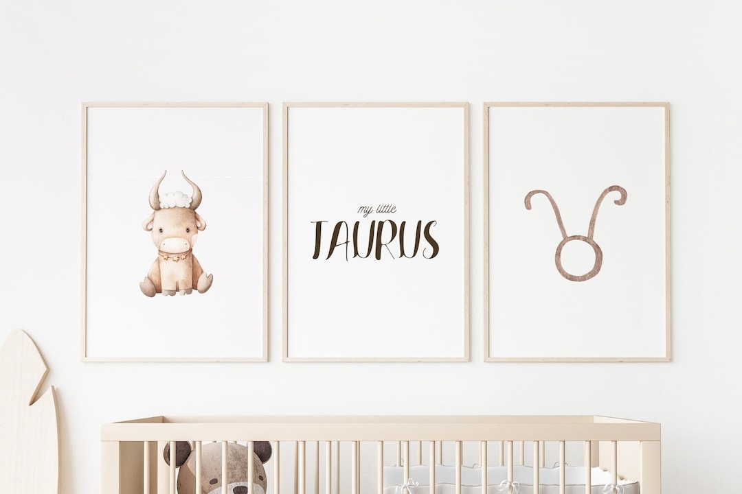 My Little Taurus Print, Set of 3, Zodiac Nursery Print, Digital ...