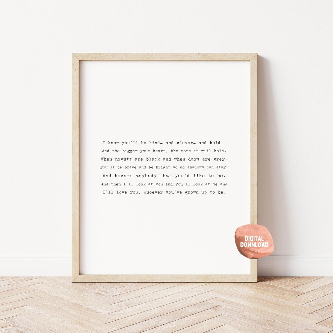 The Wonderful Things You Will Be Nursery Wall Art Quote, Digital ...