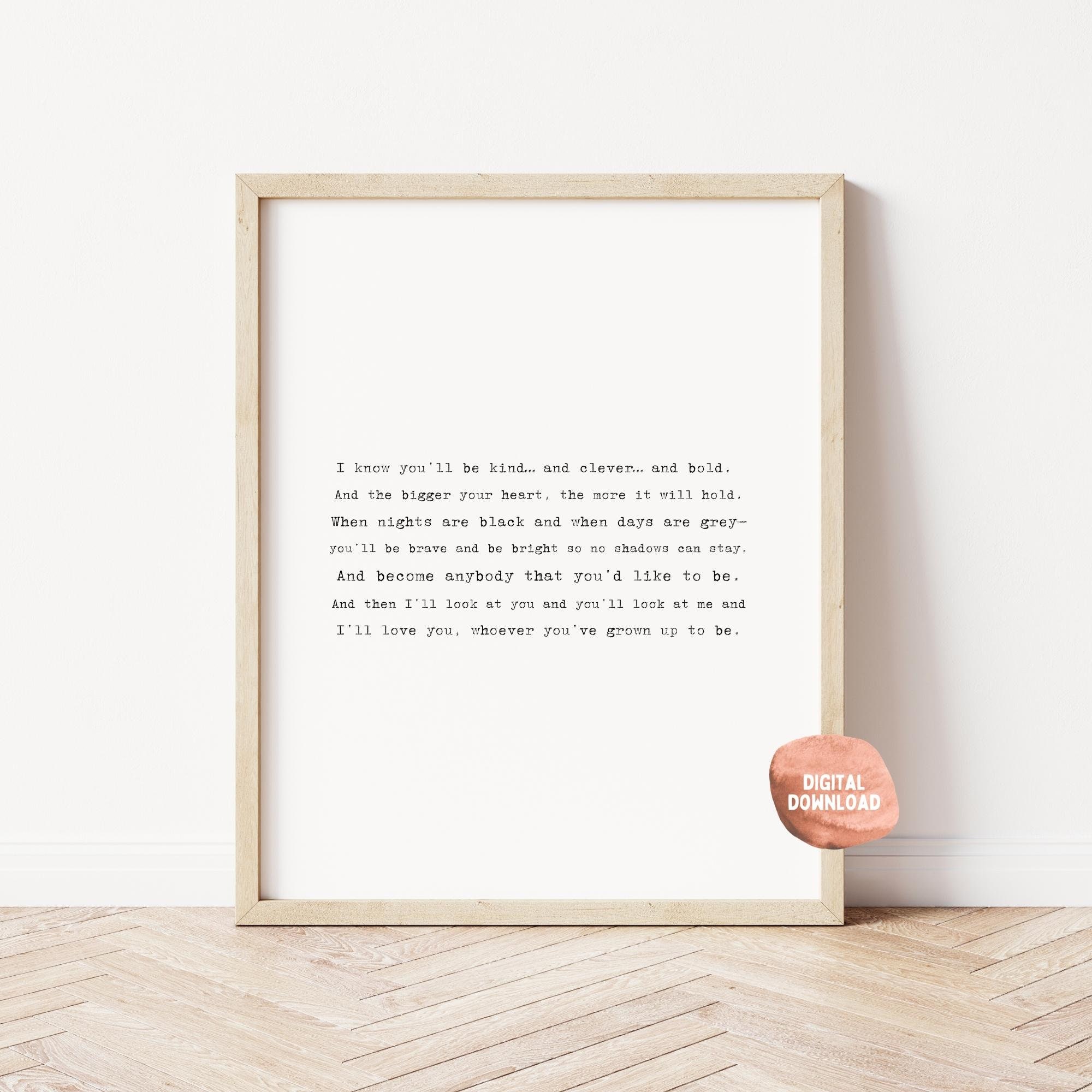 The Wonderful Things You Will Be Nursery Wall Art Quote, Digital ...