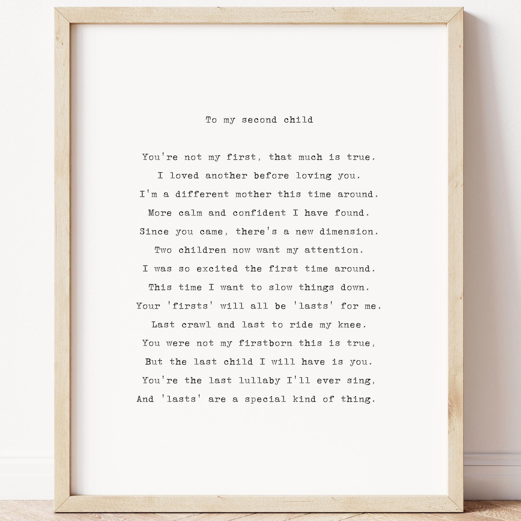 To My Second Child Nursery Wall Art Quote, Digital Download, Printable ...