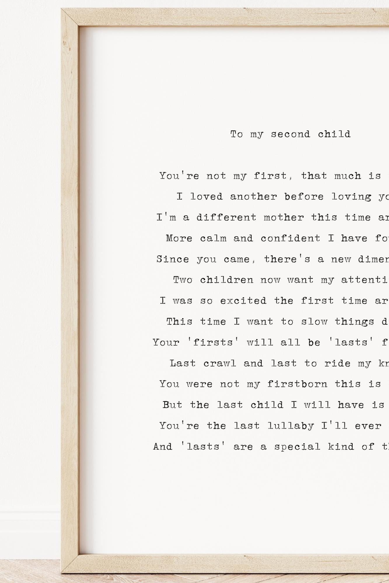 To My Second Child Nursery Wall Art Quote, Digital Download, Printable ...