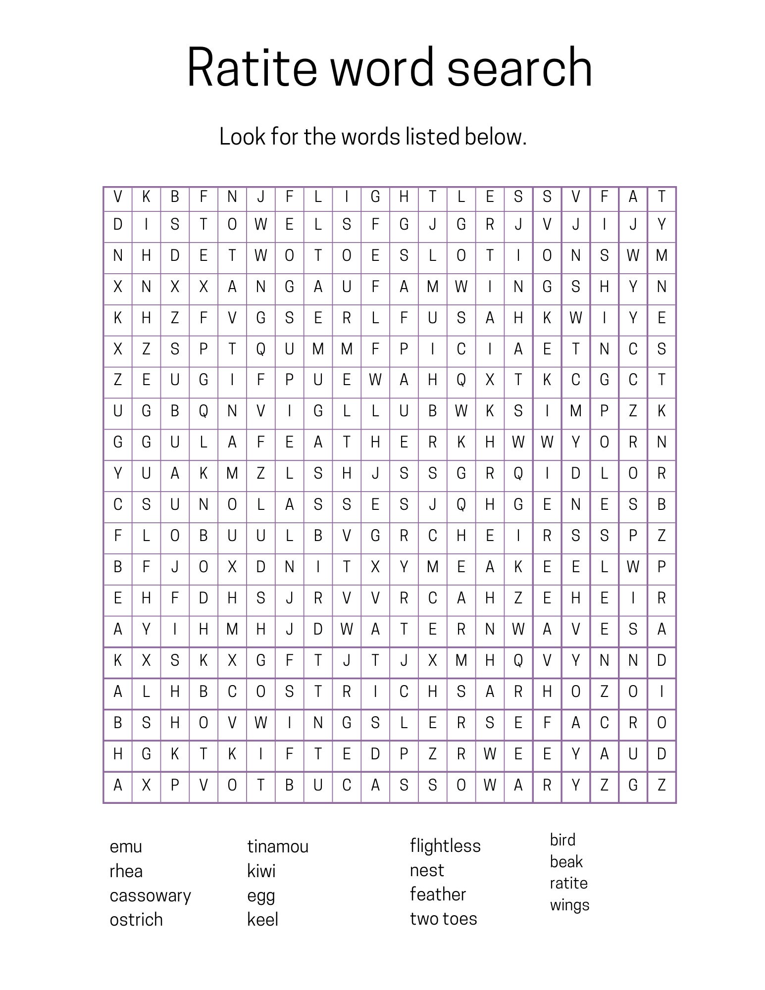 Ratite Coloring and Activity Sheets - Etsy