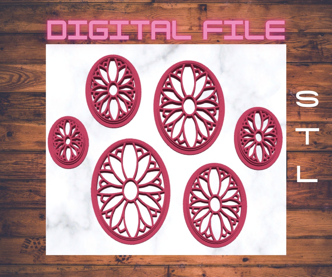 Oval Flower 3d STL Files for Polymer Clay Cutters Digital File - Etsy