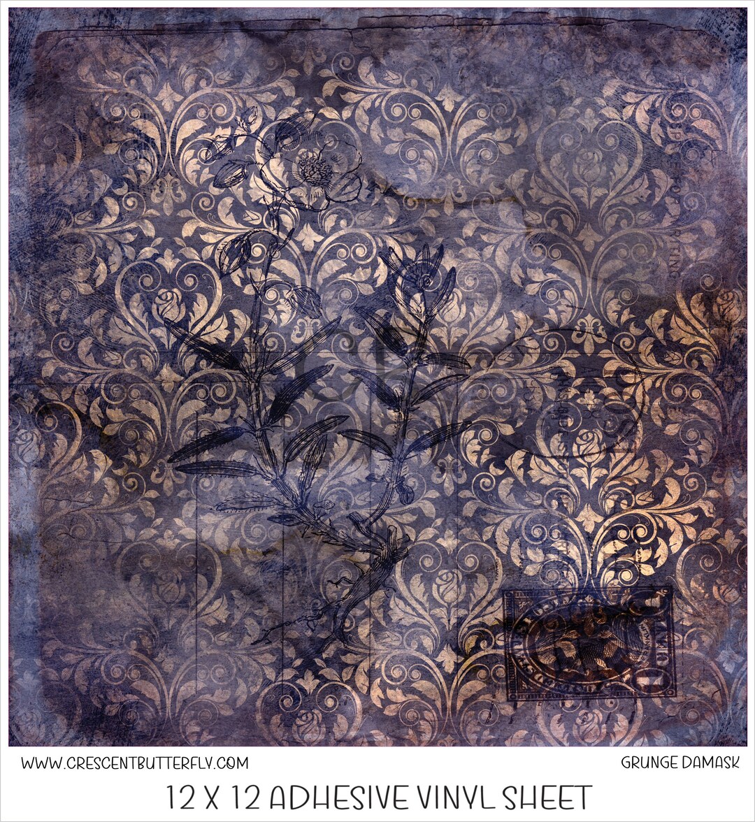 Printed Vinyl Sheets Grunge Damask - Etsy