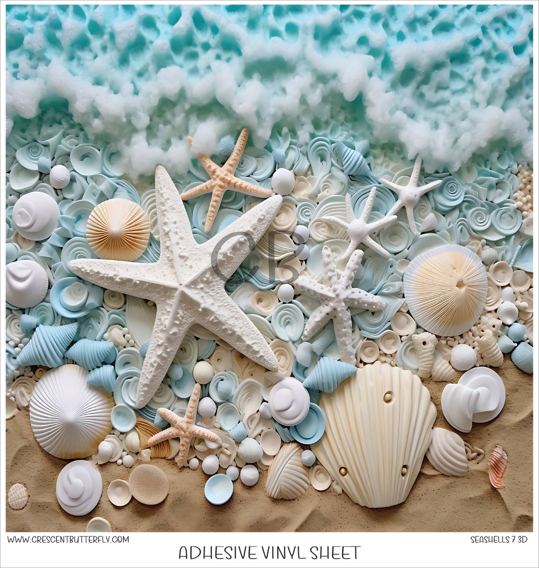 Seashells 7 3D Printed Vinyl Sheets/tumbler Wrap - Etsy