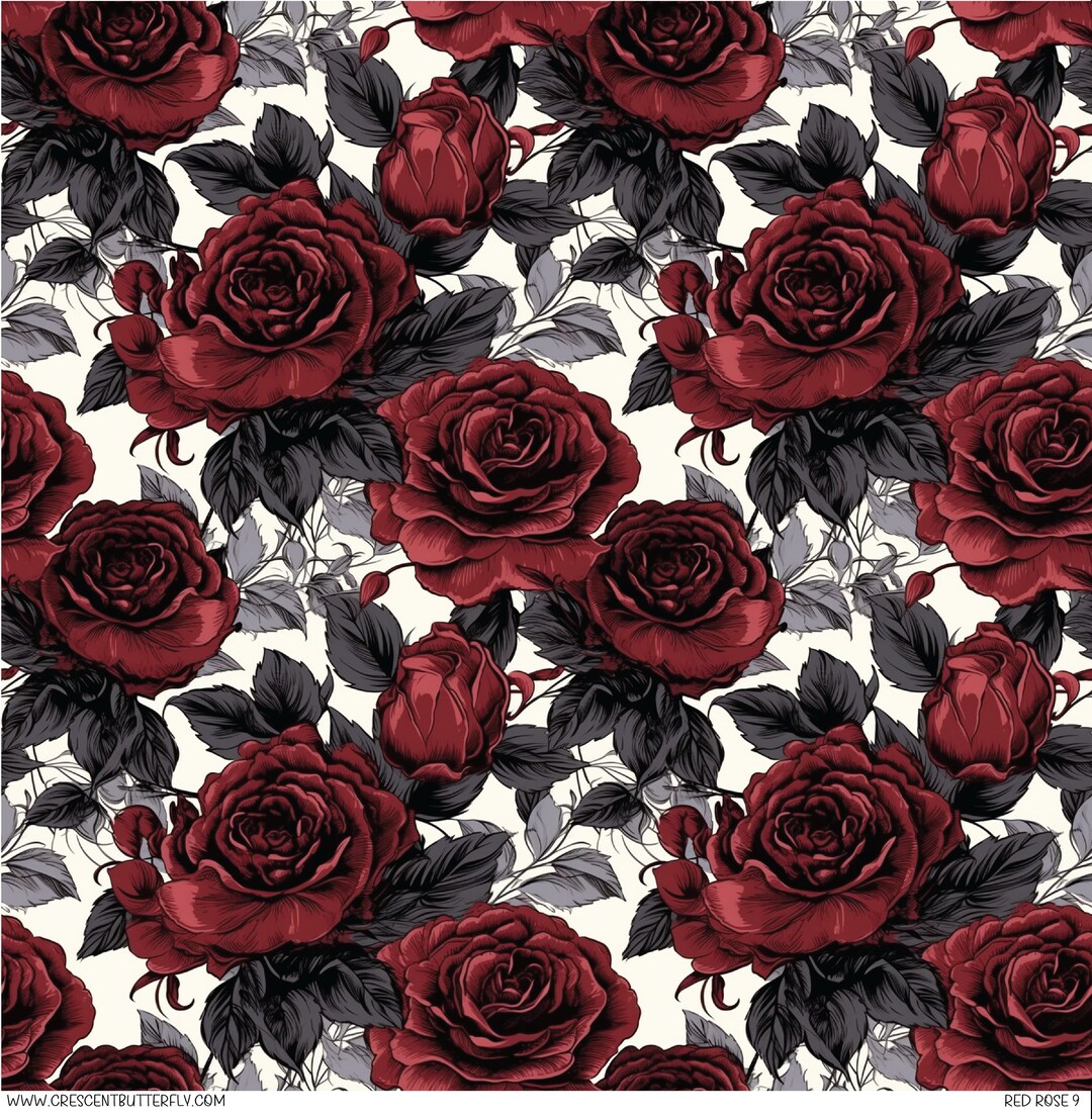 Red Rose 9 Pattern Printed Vinyl Sheets/tumbler Wrap - Etsy