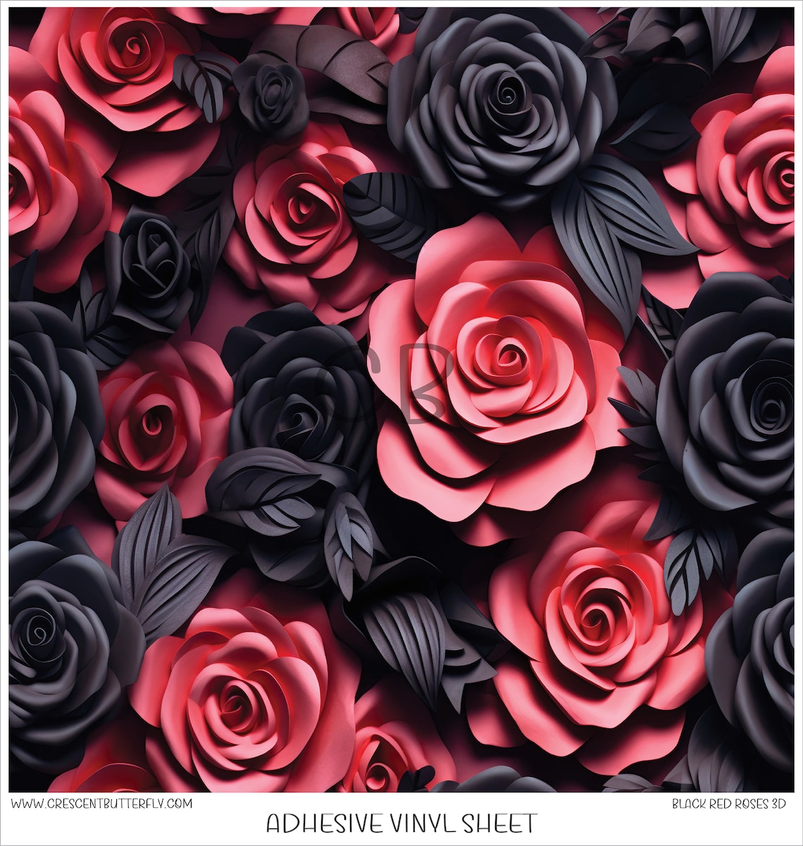 Black Red Roses 3D Printed Vinyl Sheets/tumbler Wrap - Etsy
