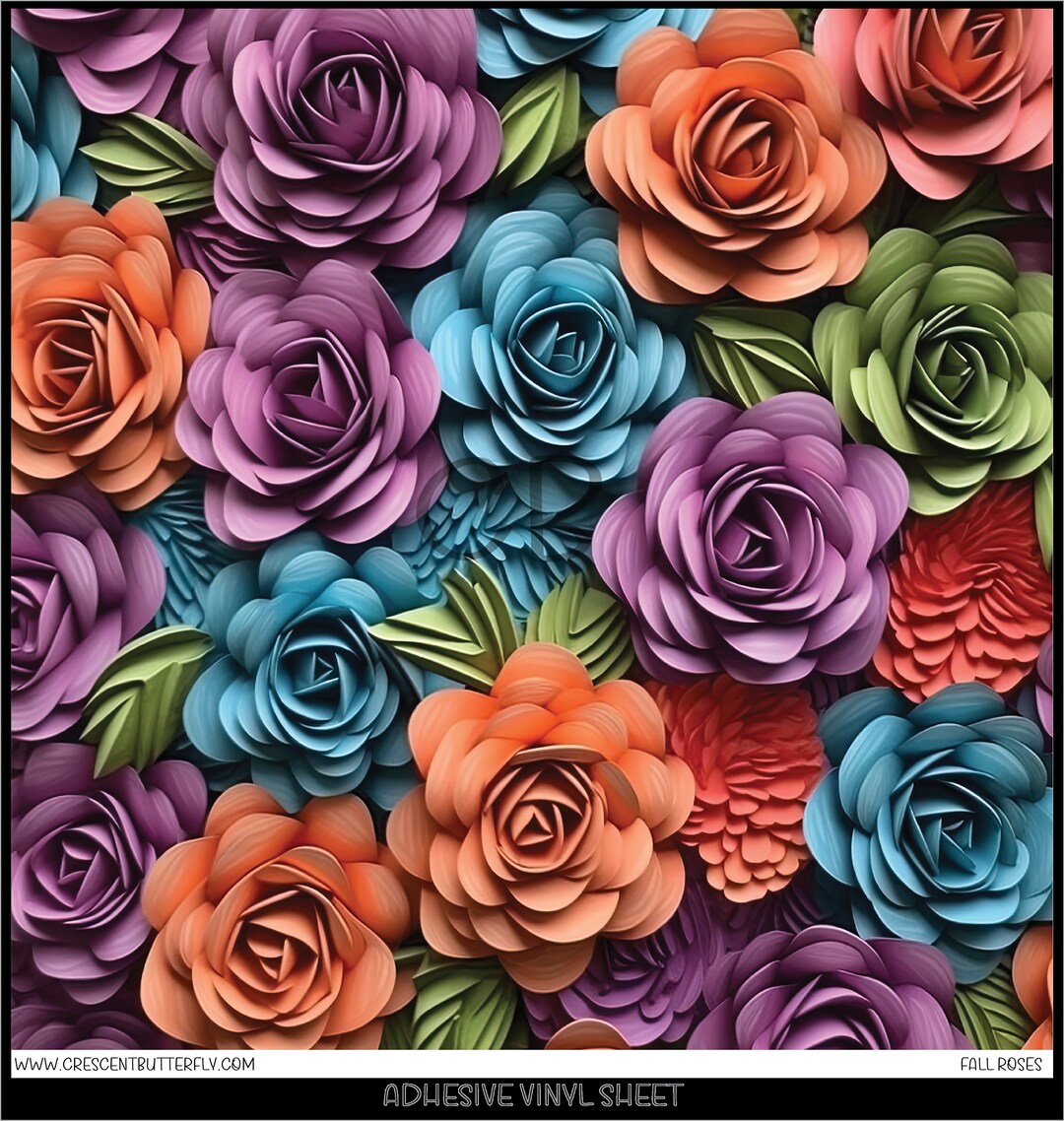 Fall Roses 3D Printed Vinyl Sheets/tumbler Wrap - Etsy